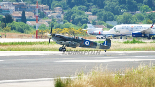 Historic WWII Spitfire landed at Corfu Airport today